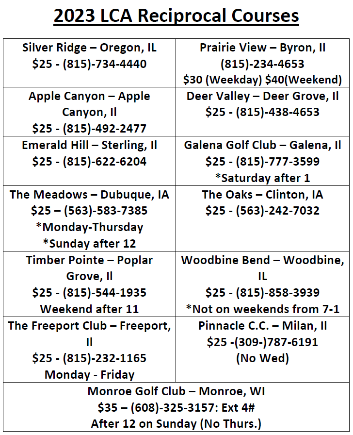 Reciprocal Courses - Lake Carroll Golf Course